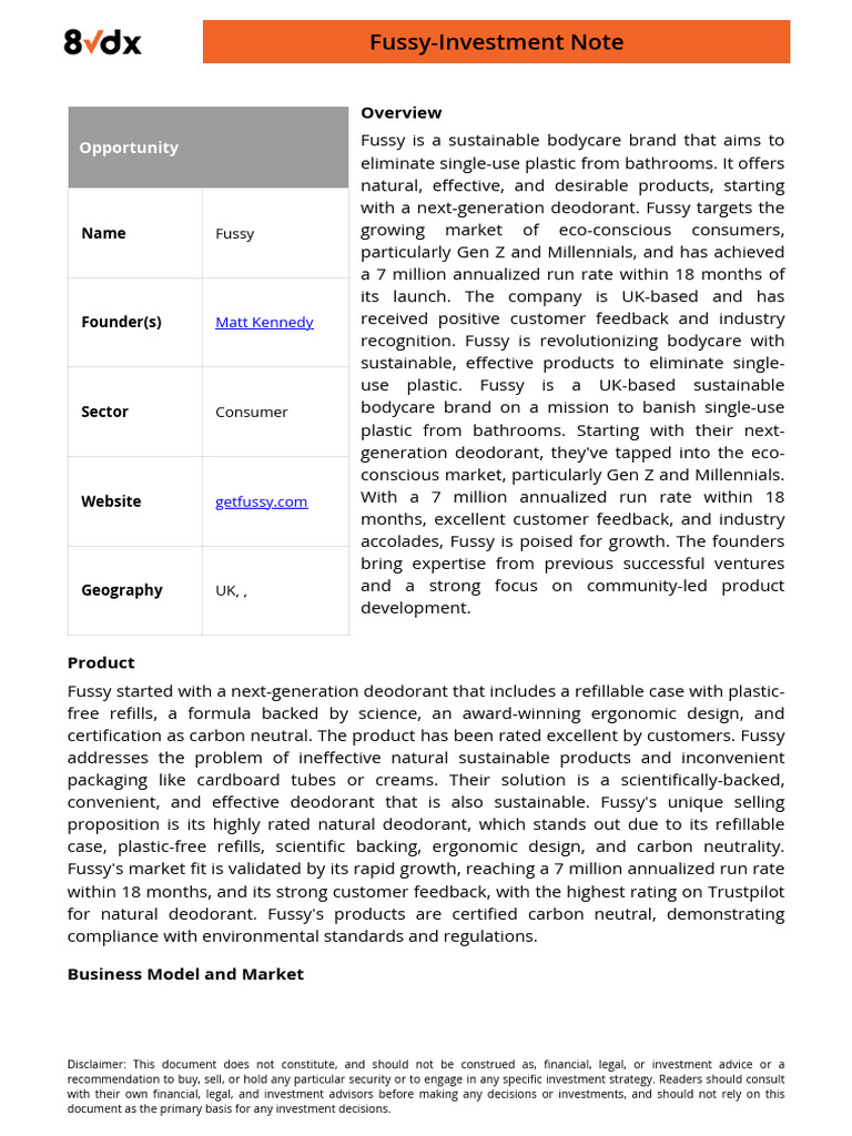 Fussy INVESTMENT - NOTE | PDF | Investing | Marketing