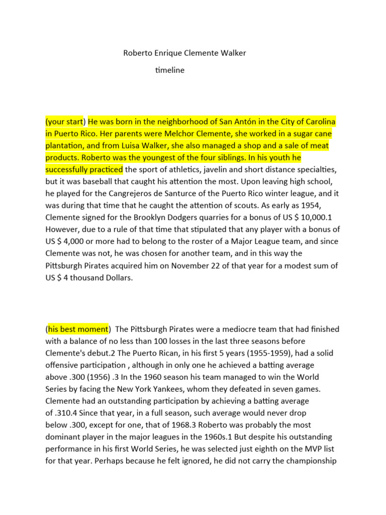 Roberto Enrique Clemente Walker | PDF | Major League Baseball | Major ...