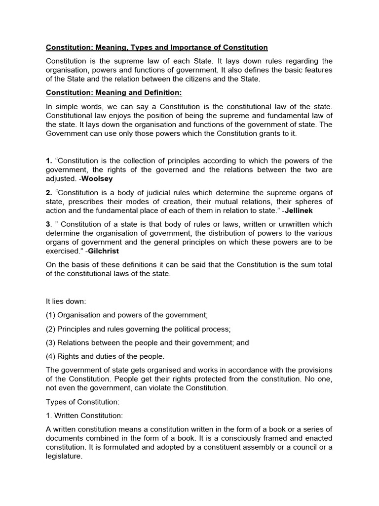 Constitution Unit 1 Notes | PDF | Constitution | Constitutional Amendment