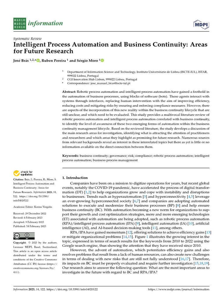 Intelligent Process Automation Pdf Disaster Recovery Systematic Review