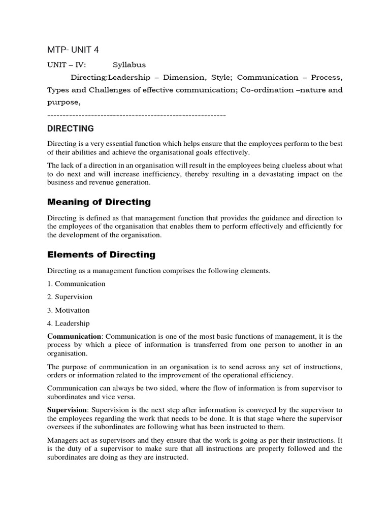 MTP Unit-4 | PDF | Leadership | Nonverbal Communication
