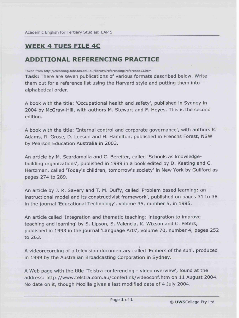 Additional Referencing Practice Pdf