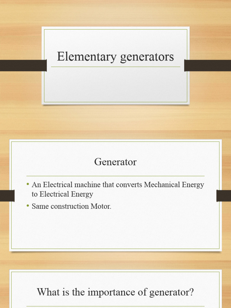 Elementary Generators Pdf Electromagnetic Induction Electric Generator