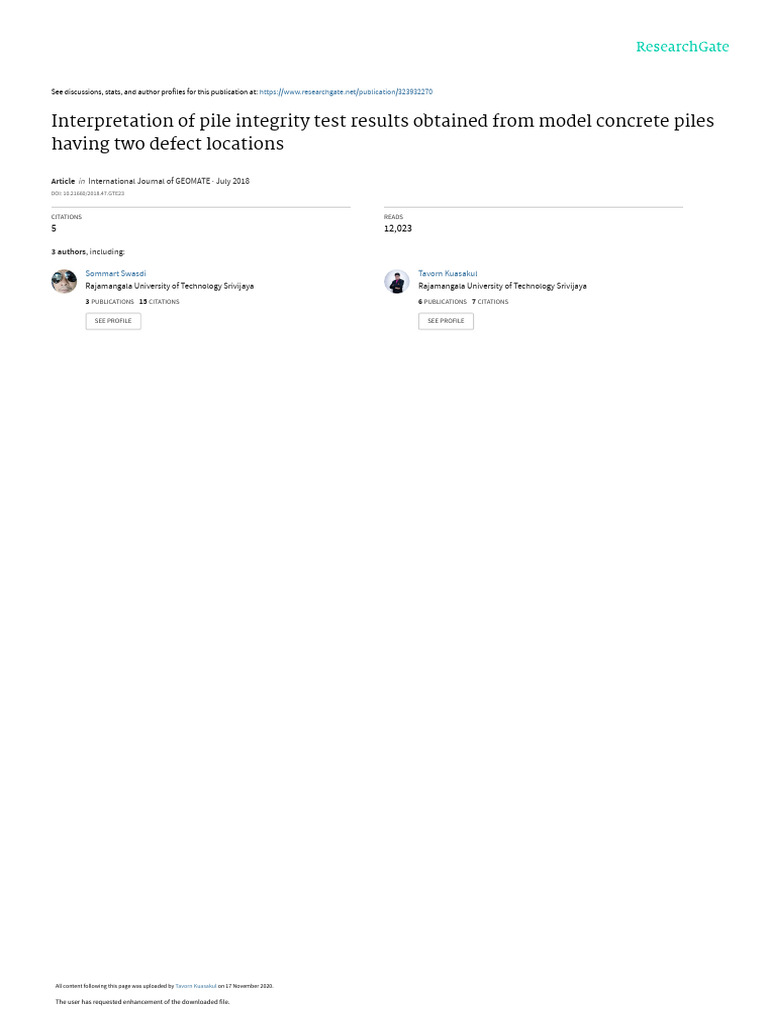 Interpretation of Pile Integrity Test Results Obta | PDF | Deep ...