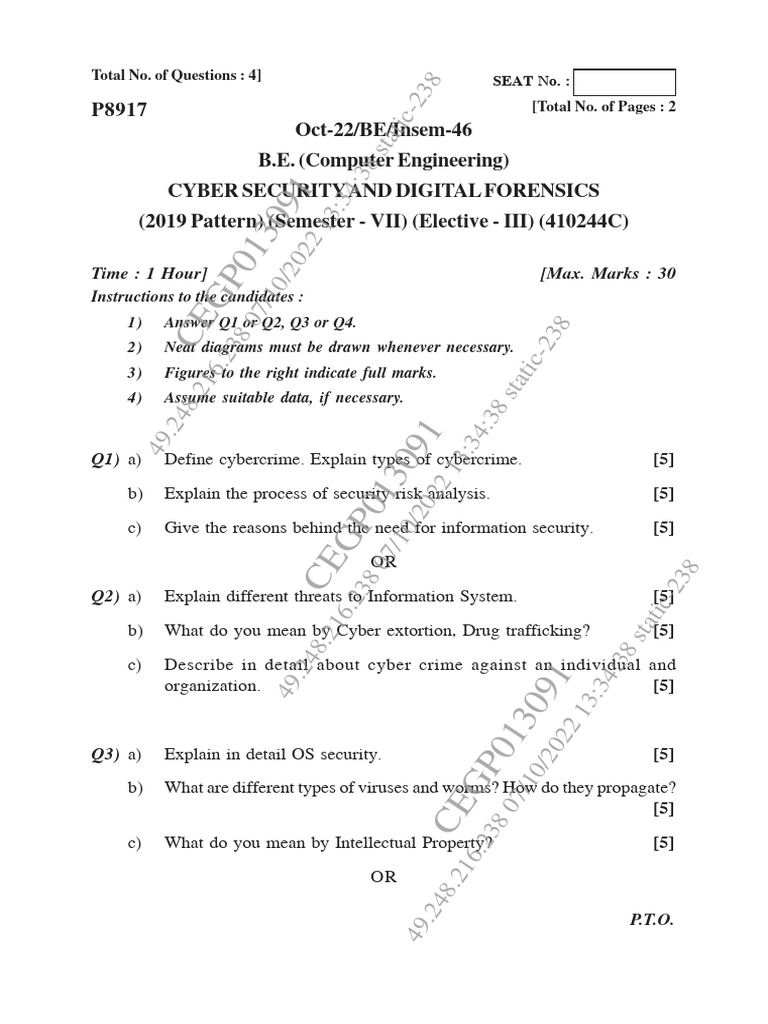SPPU CS&DF Paper | PDF | Cybercrime | Cyberwarfare