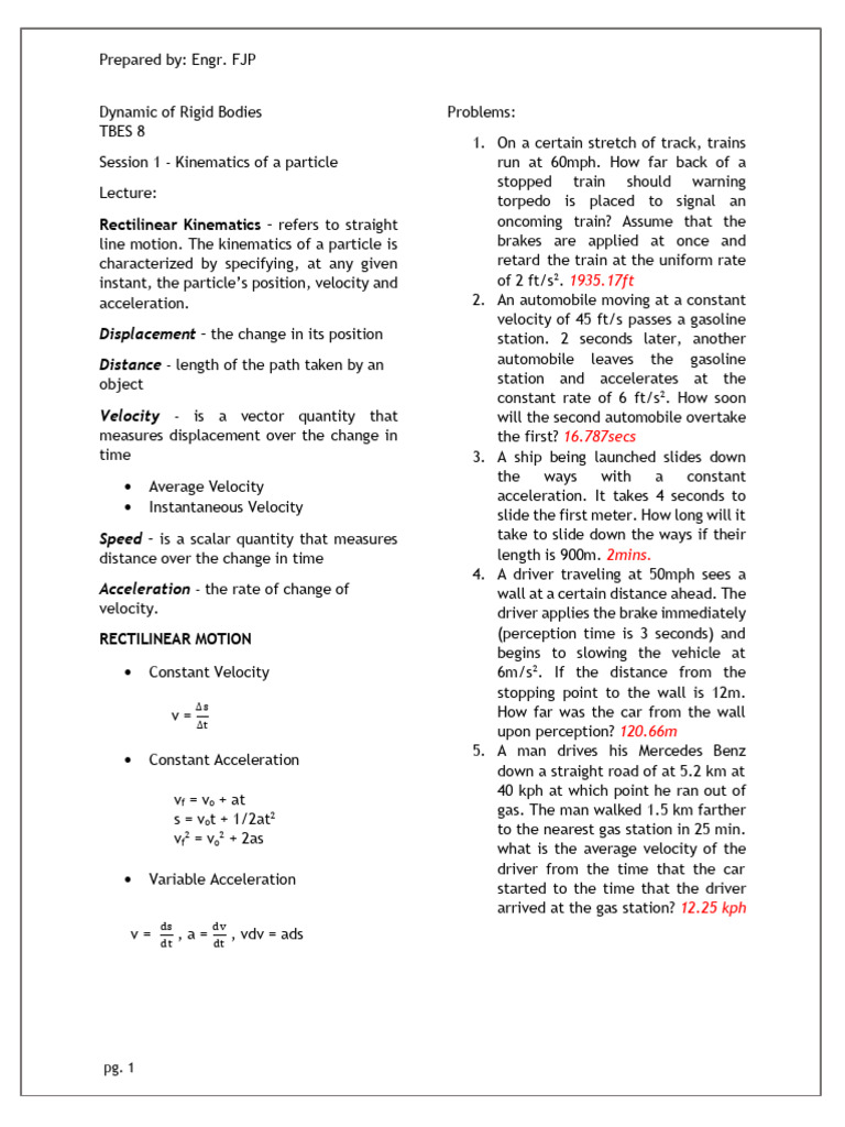 Dynamics of Rigid Bodies | PDF | Acceleration | Speed