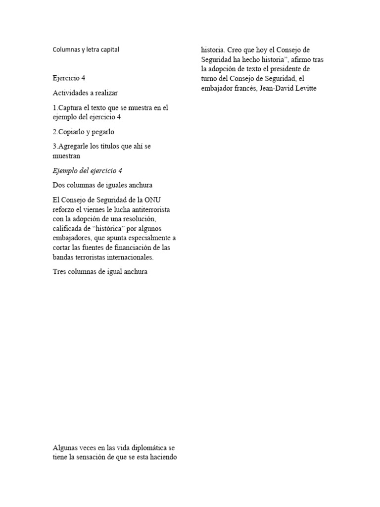 Ejercicio de Formato en Columnas y Letra Capital | PDF