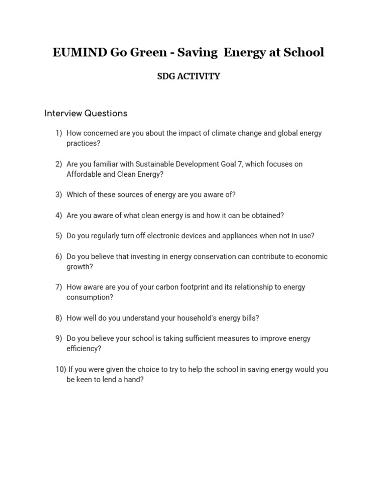 Eumind Go Green - Saving Energy at School | PDF