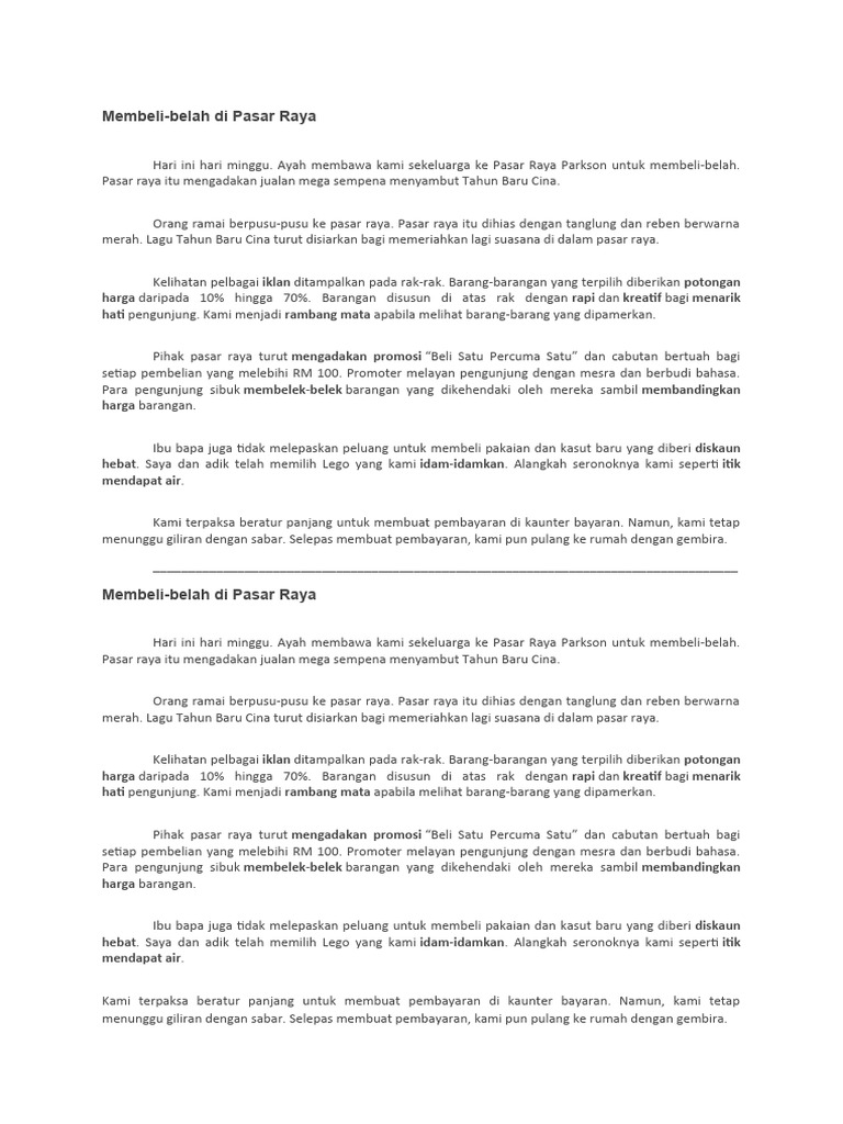 Suasana Di Pasar Raya | PDF