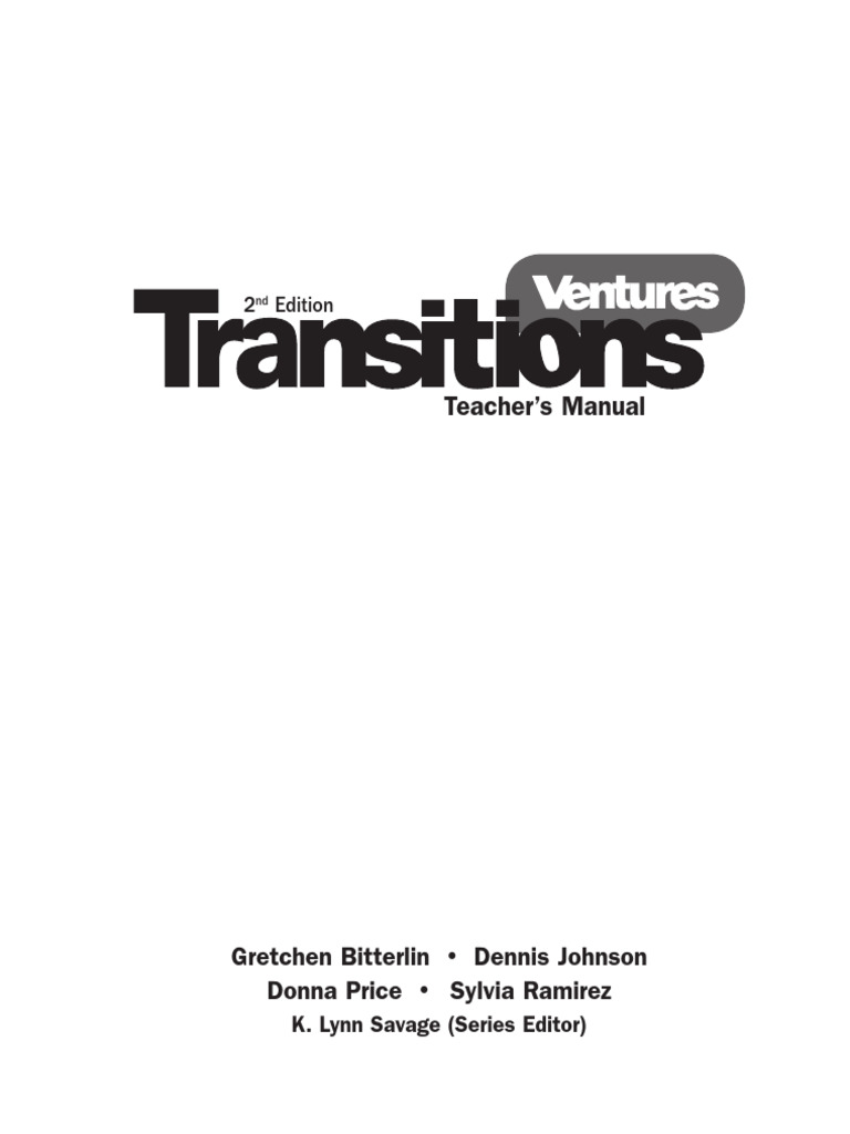 Ventures Transitions Teacher's Manual - Printable Teaching Notes Pages ...
