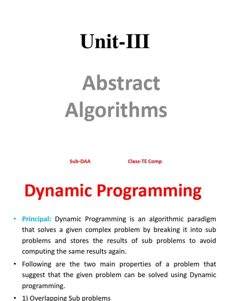 Final Ppts Daa Unit III Dynamic Programming | PDF | Dynamic Programming ... Final Ppts Daa Unit III Dynamic Programming | PDF | Dynamic Programming ...
