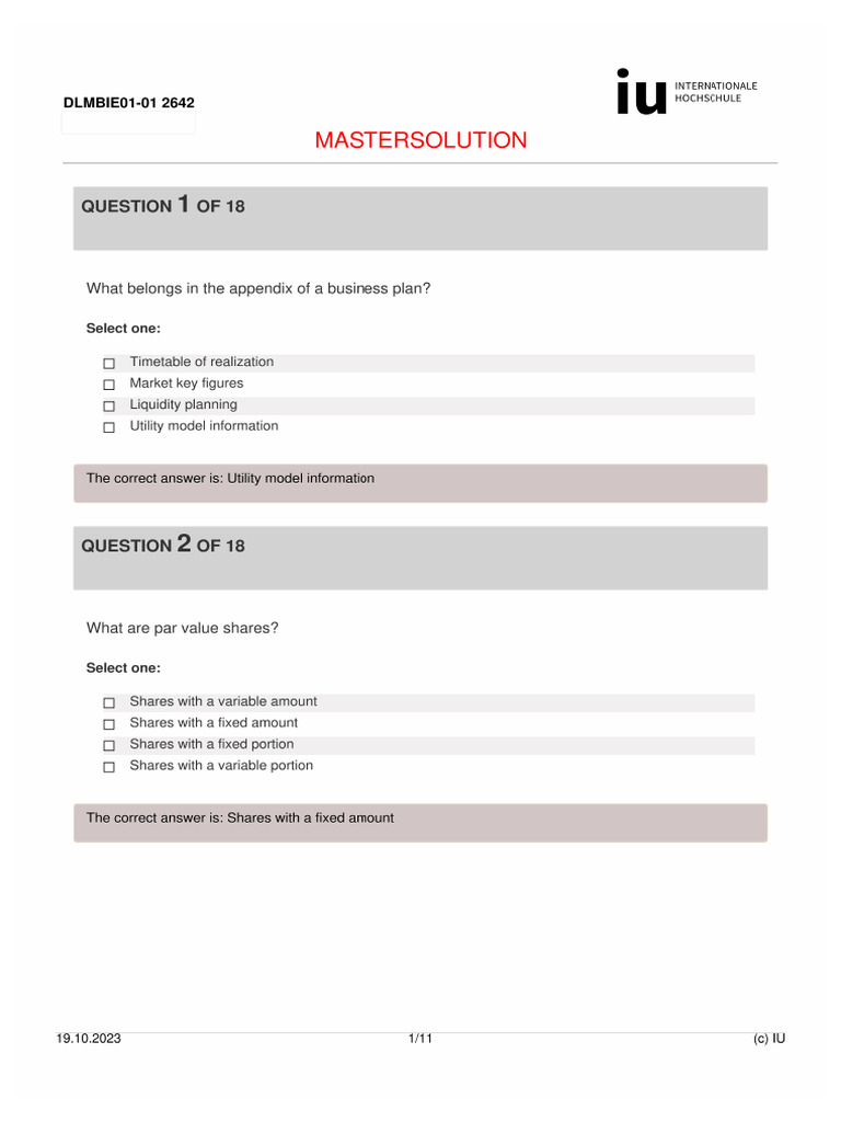 DLMBIE01-01 Practice Exam 4 - Mastersolution | PDF