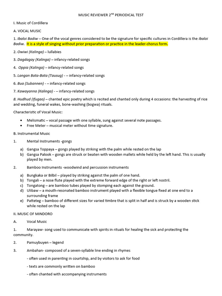 Music Reviewer 2ND Periodical Test | PDF | String Instruments | Guitars