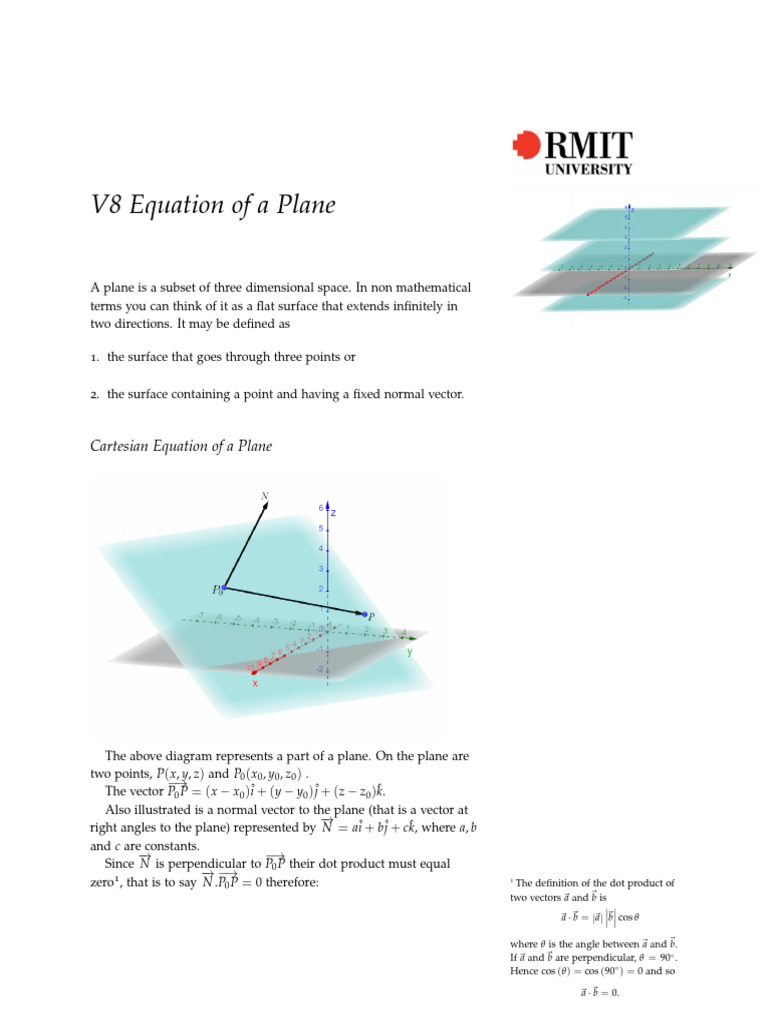 V8-Equation-of-a-Plane | PDF | Equations | Angle