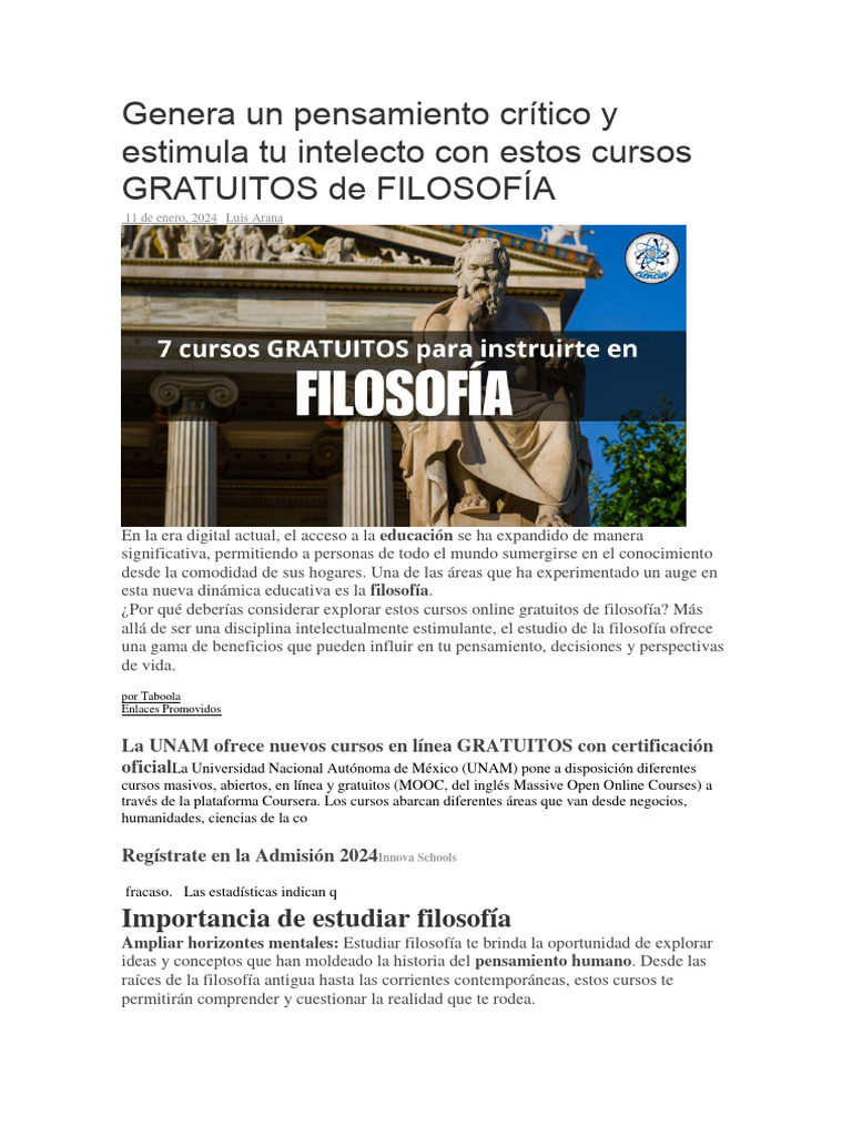 Genera Un Pensamiento Crítico y Estimula Tu Intelecto Con Estos Cursos ...