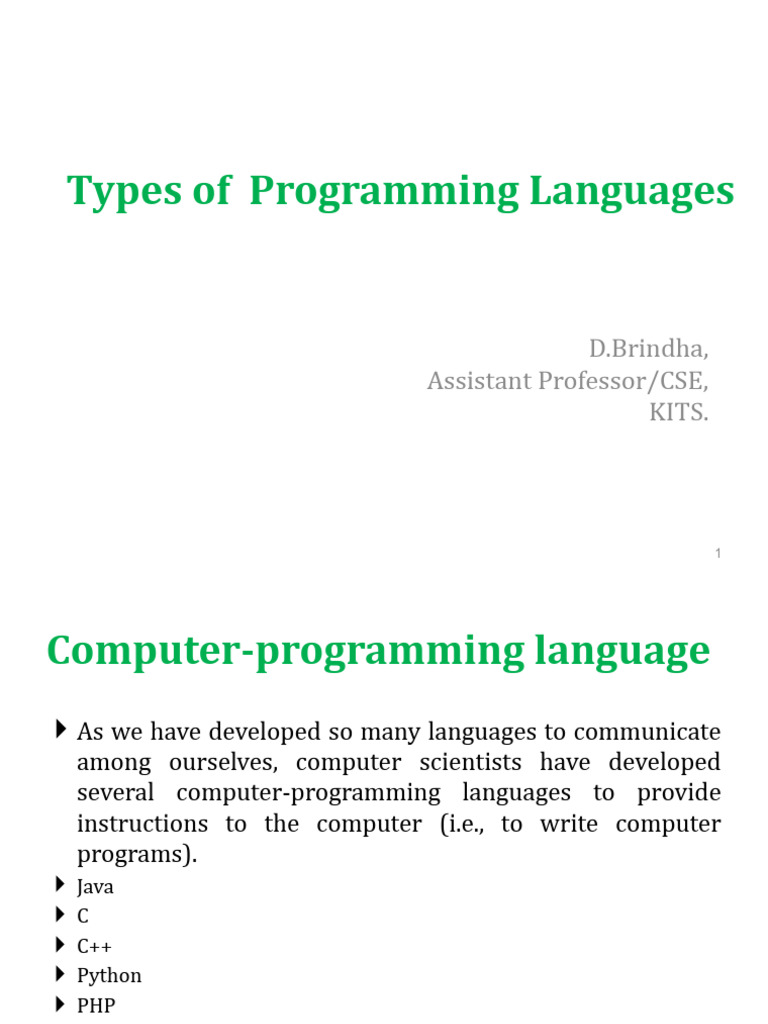 UNIT1 - 4types of Programming Languages | PDF | Assembly Language ... UNIT1 - 4types of Programming Languages | PDF | Assembly Language ...