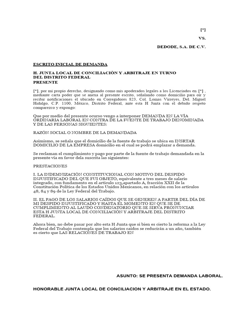 Formato Demanda Laboral | PDF | Salario | Tiempo de trabajo