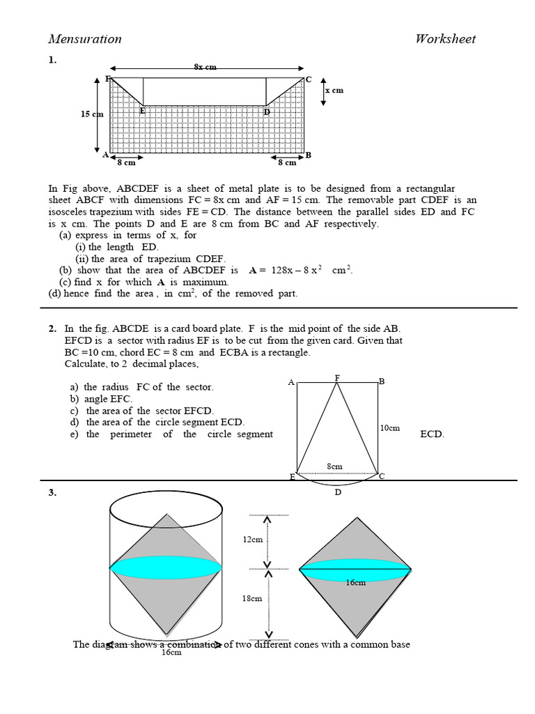 Mensuration | PDF | Area | Sphere