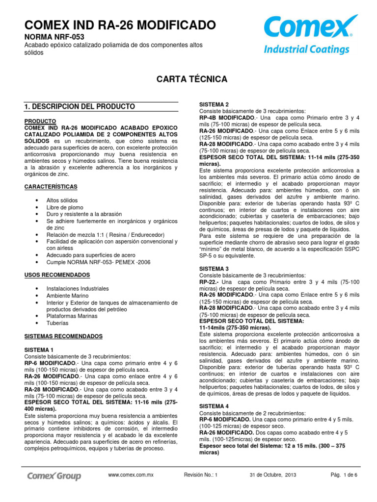 Comex Ind Ra-26 Modificado Norma NRF-053 | PDF | Agua | Color