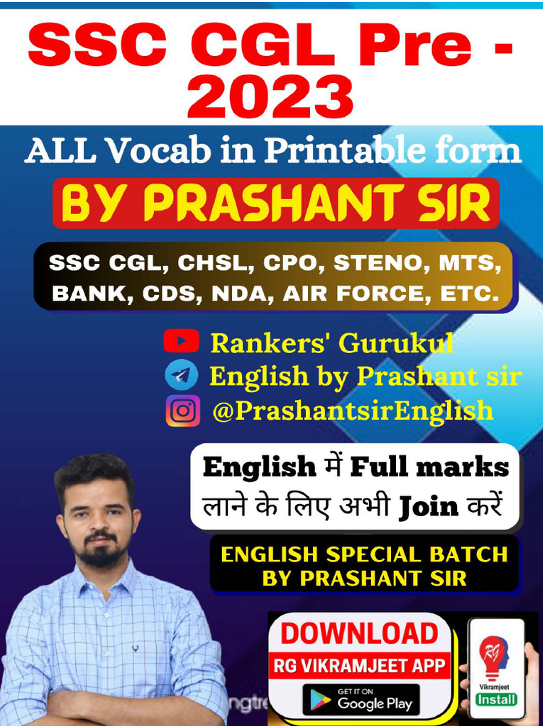 SSC CGL 2023 Vocabulary Guide | PDF | Psychological Concepts