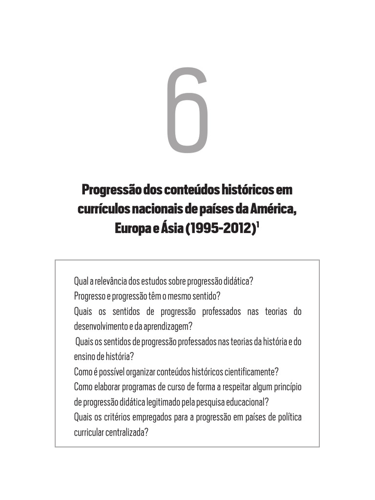 Progressão Dos Conteúdos Históricos em Currículos Nacionais de Países ...