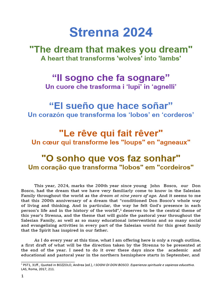 Strenna 2024 Presentation | PDF | Humility | Dream