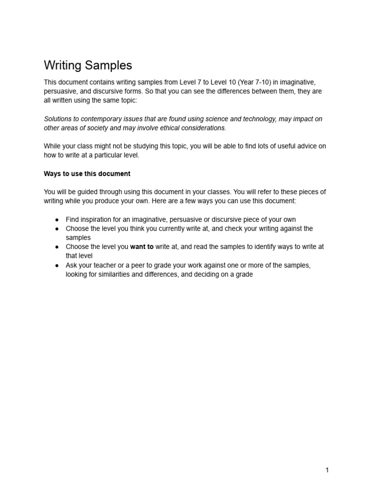 Writing Samples (Student) | PDF | Artificial Intelligence ...