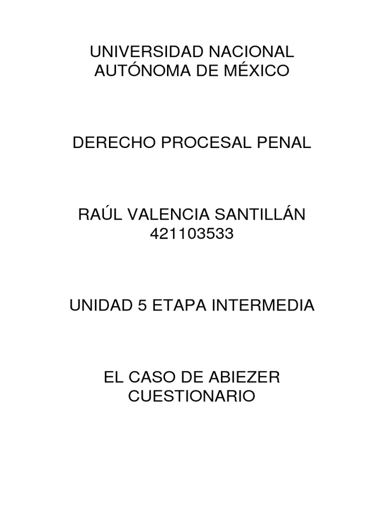 Cuestionario sobre el Caso de Abiezer | PDF | Ciencias sociales