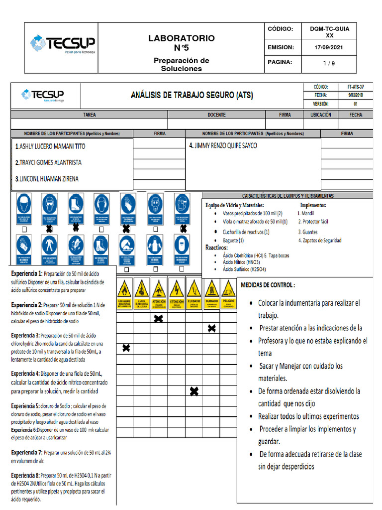 Guía Del Laboratorio 5. Preparación de Soluciones | PDF | Mezcla | Concentración