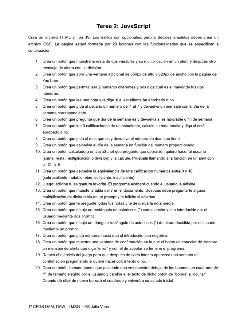 Tarea 2 - JS | PDF | Script Java | Ventana (informática) Tarea 2 - JS | PDF | Script Java | Ventana (informática)