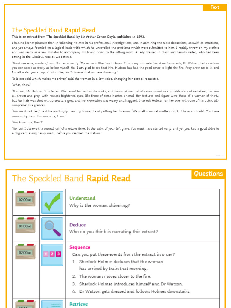 The Speckled Band Rapid L1 Read Cards | Download Free PDF | Dr. Watson ...