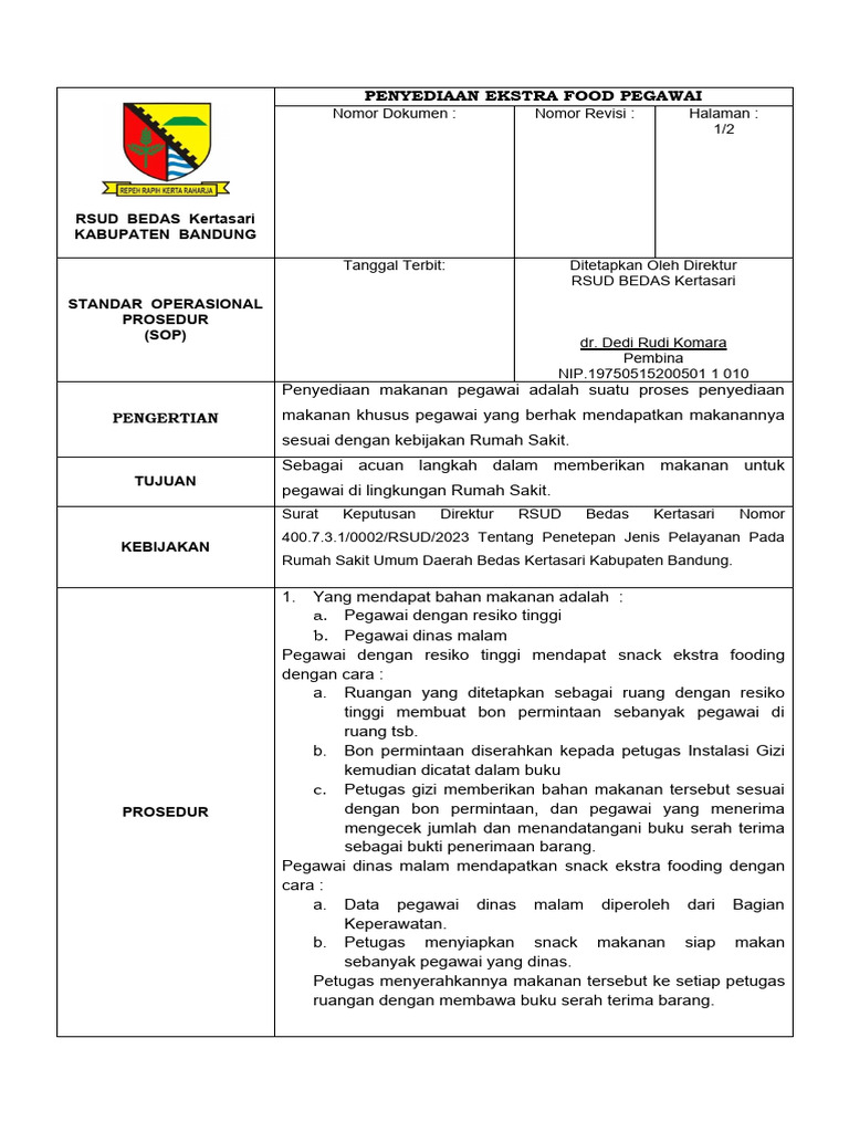 Penyediaan Ekstra Food untuk Pegawai | PDF