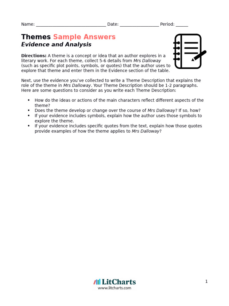Theme Analysis Sample Answers | PDF | Mrs Dalloway