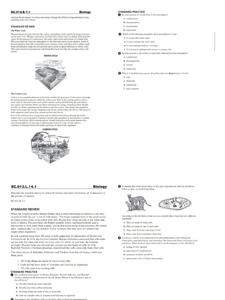 FL Bio Benchmark Review and Practice (47 Pages) (1) | PDF
