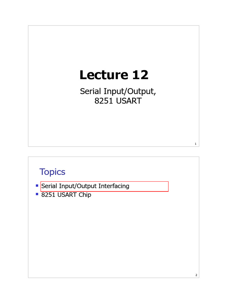 Lecture12 Serial IO | PDF | Bit Rate | Computer Data