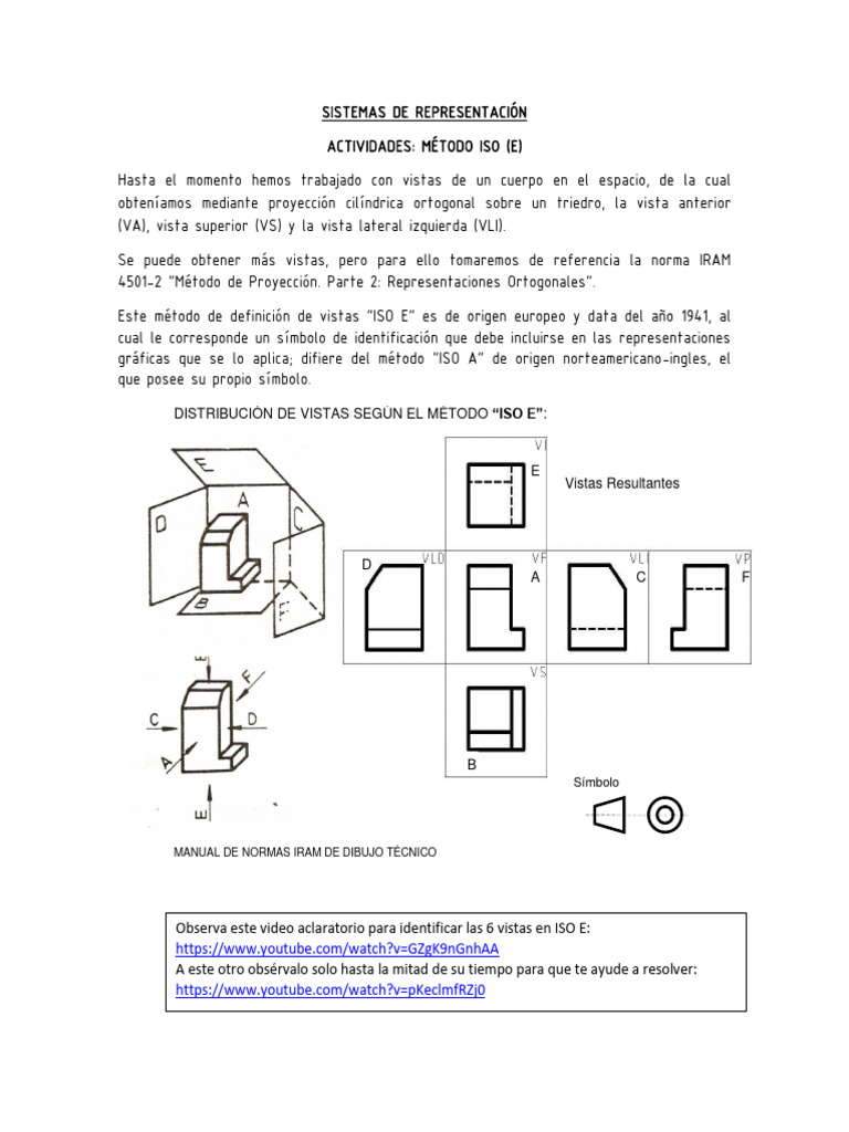 Vistas y Método ISO E en Dibujo Técnico | PDF | Dibujo técnico