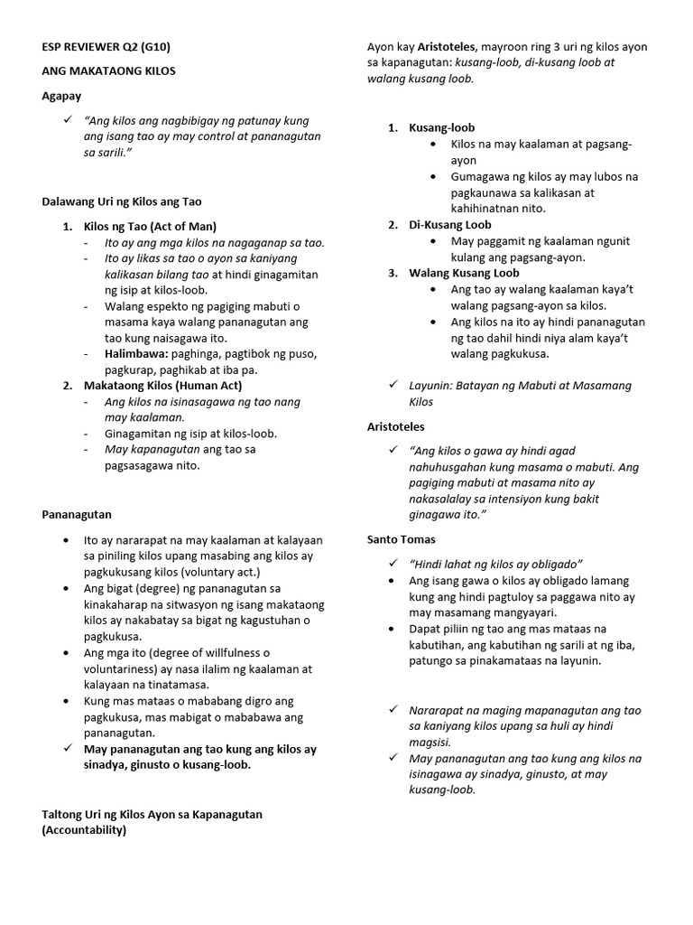 Esp Reviewer Q2 G10 | PDF