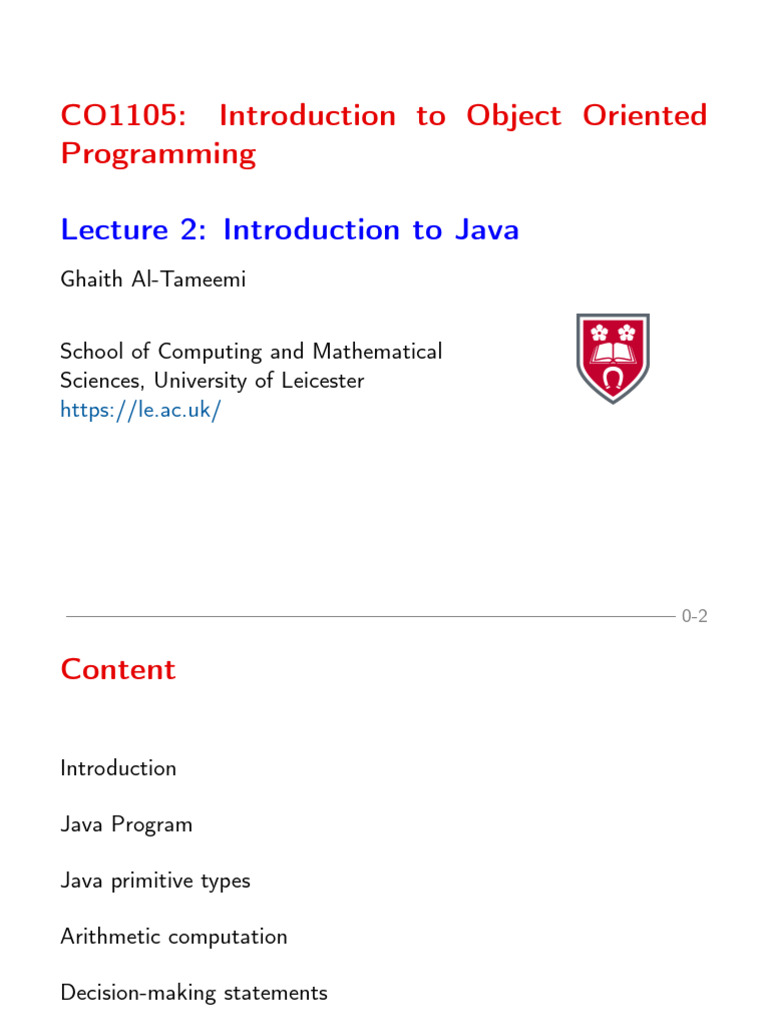 CO1105 Lecture 2 | PDF