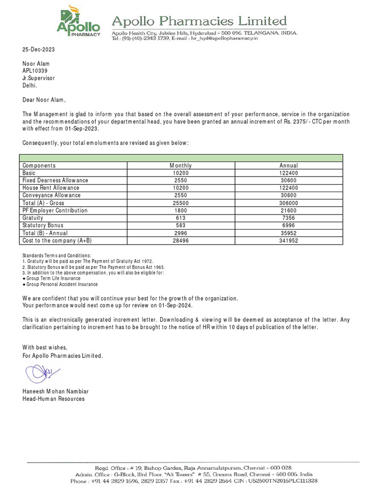 Employee PMS Letter (APL10339) | PDF