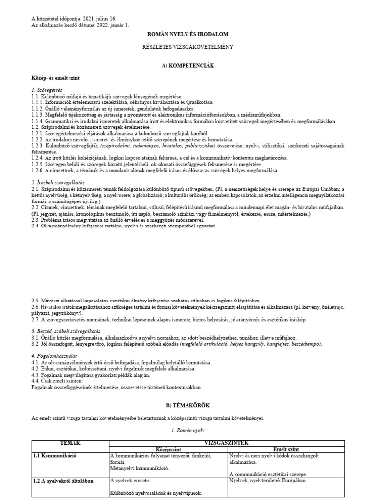 Román Nyelv És Irodalom: 1. Szövegértés | PDF