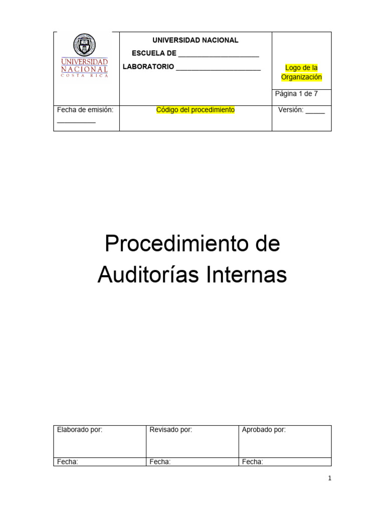 Anexo 20 Procedimiento de Auditorías Internas | PDF | Auditoría | Contralor