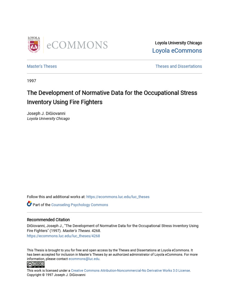 The Development of Normative Data For The Occupational Stress Inv | PDF ...