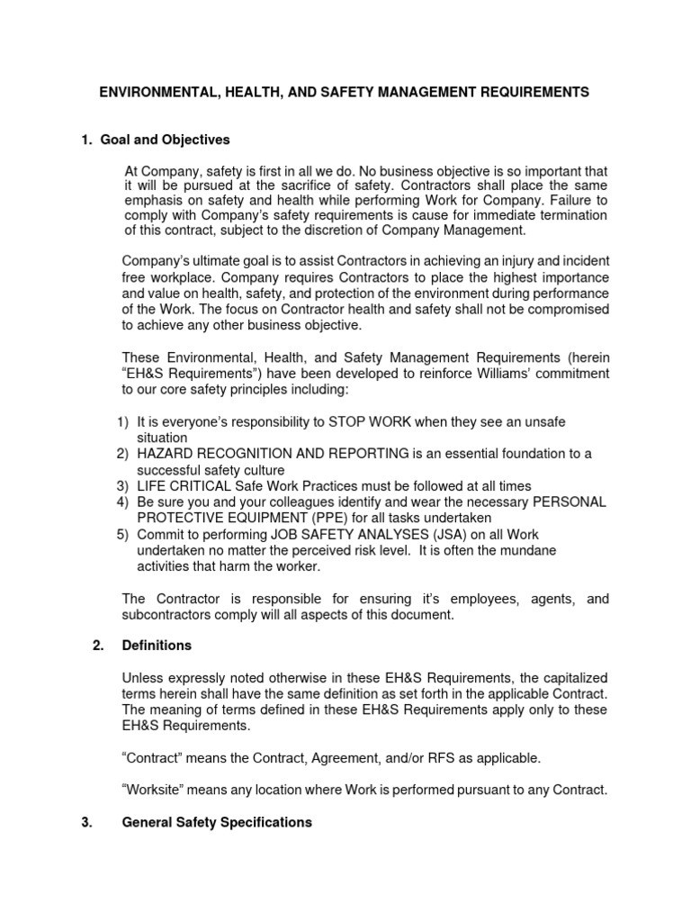 General EHS Contract Exhibit Rev1 FINAL 12 12 19.pdf Export PDF | PDF ...