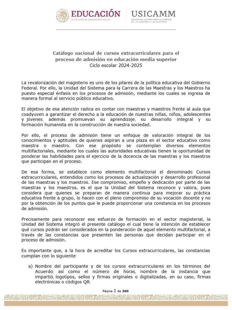 Cat Cursos Extracurriculares Admision Media | PDF | Universidad | México