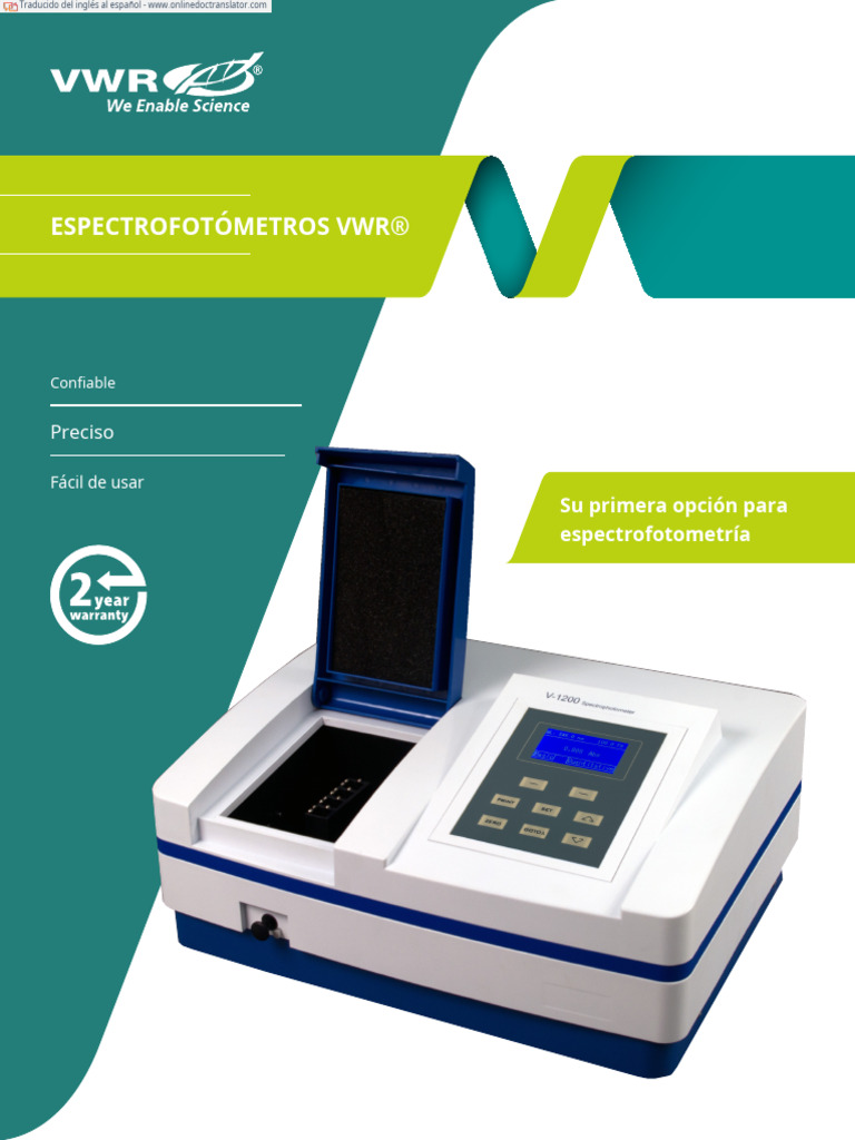VWR Spectrophotometers Brochure Q2-2017.en - Es | PDF | Polimetacrilato ...