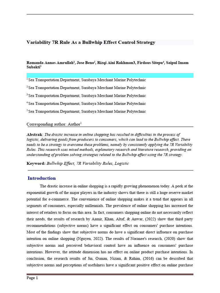 1.variability 7R Rule As A Bullwhip Effect Control Strategy | PDF | Supply Chain Management ...