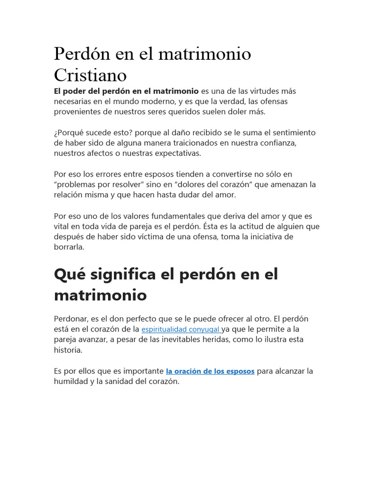 Perdón en El Matrimonio | PDF | Amor | Perdón