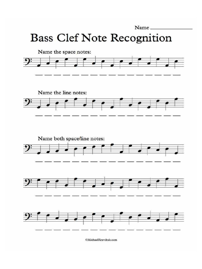 Bass Clef Notes | PDF