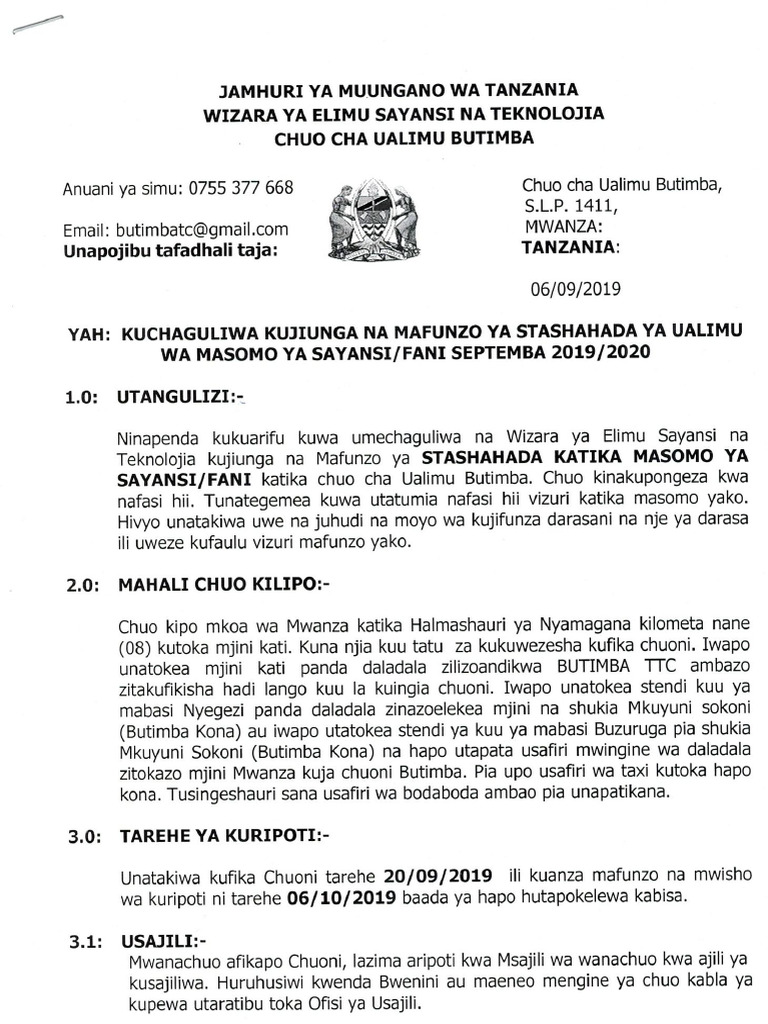 Joining Instructions Form | PDF