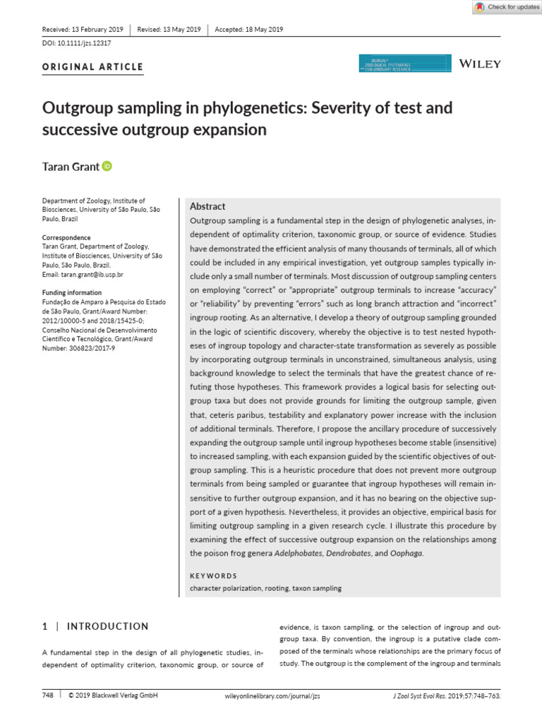 J Zool Syst Evol Res - 2019 - Grant - Outgroup Sampling in ...